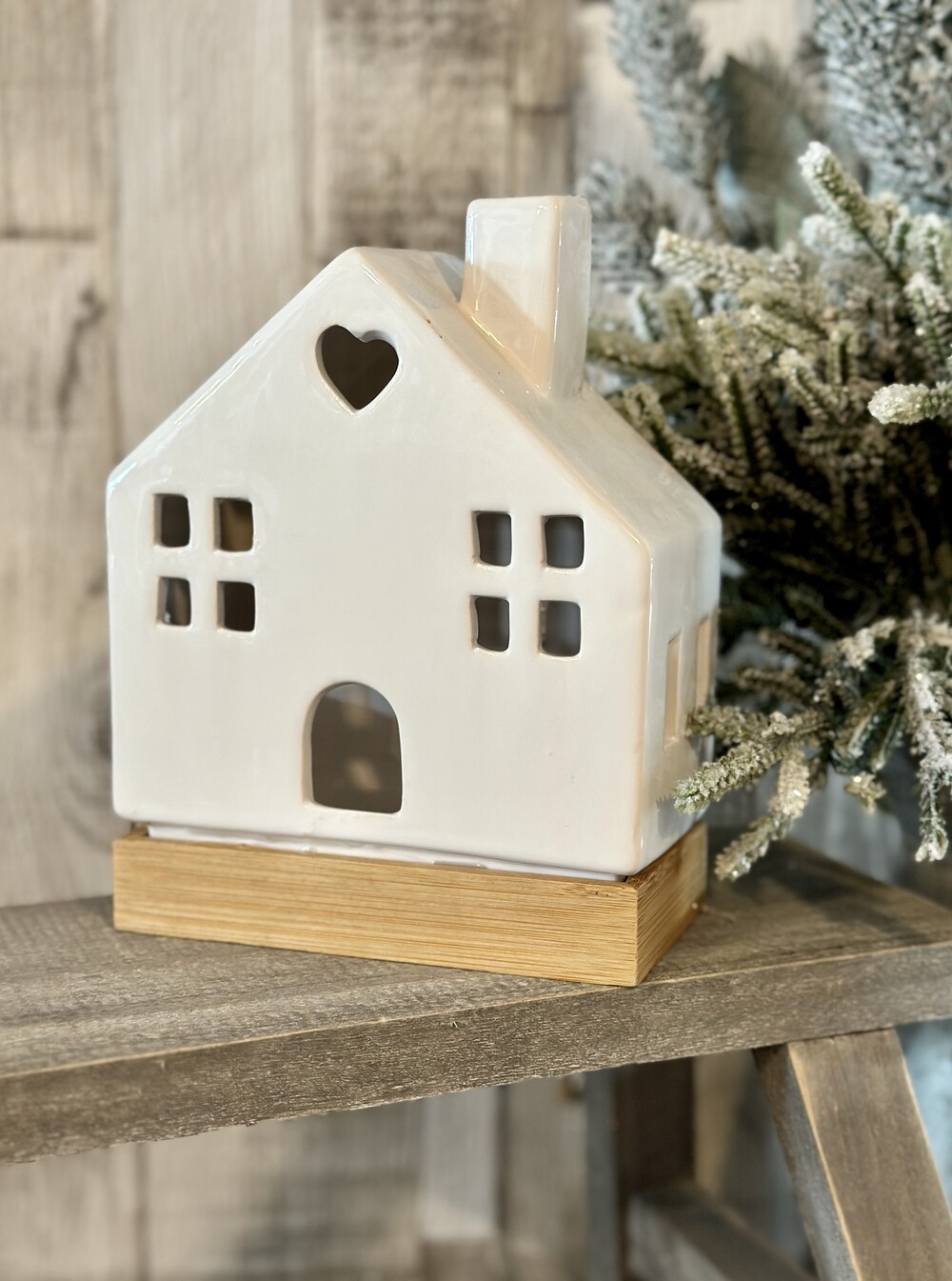 Large Ceramic LED House On Wooden Base | Shop | So Sophie